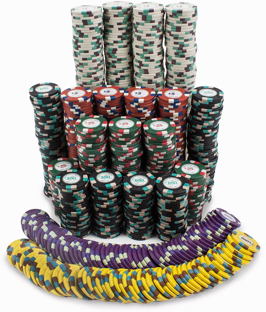 Poker Knights 13.5 Gram Clay Poker Chip Set in Acrylic Carrier - 1000 ...