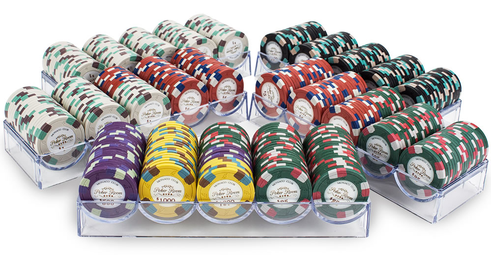 Monaco Club 13.5 Gram Clay Poker Chip Set in Premium Aluminum Case - 5 ...