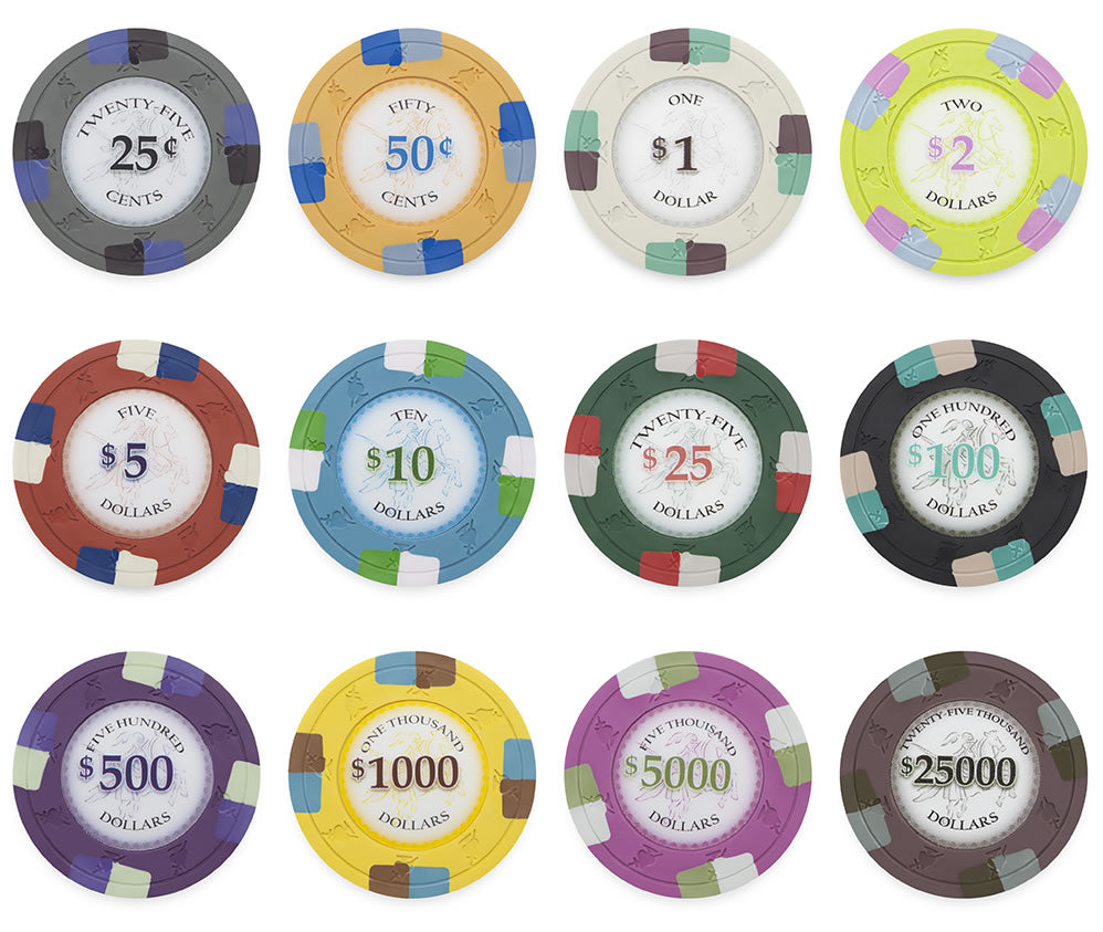 Poker Knights 13.5 Gram Clay Poker Chip Set in Acrylic Carrier - 1000 ...