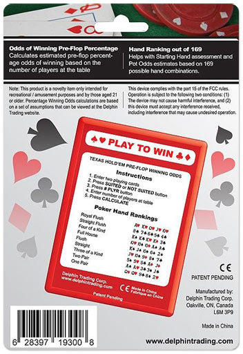 Texas Hold'Em Pre-Flop Odds Calculator w/Deck of Cards – Poker Chip Lounge